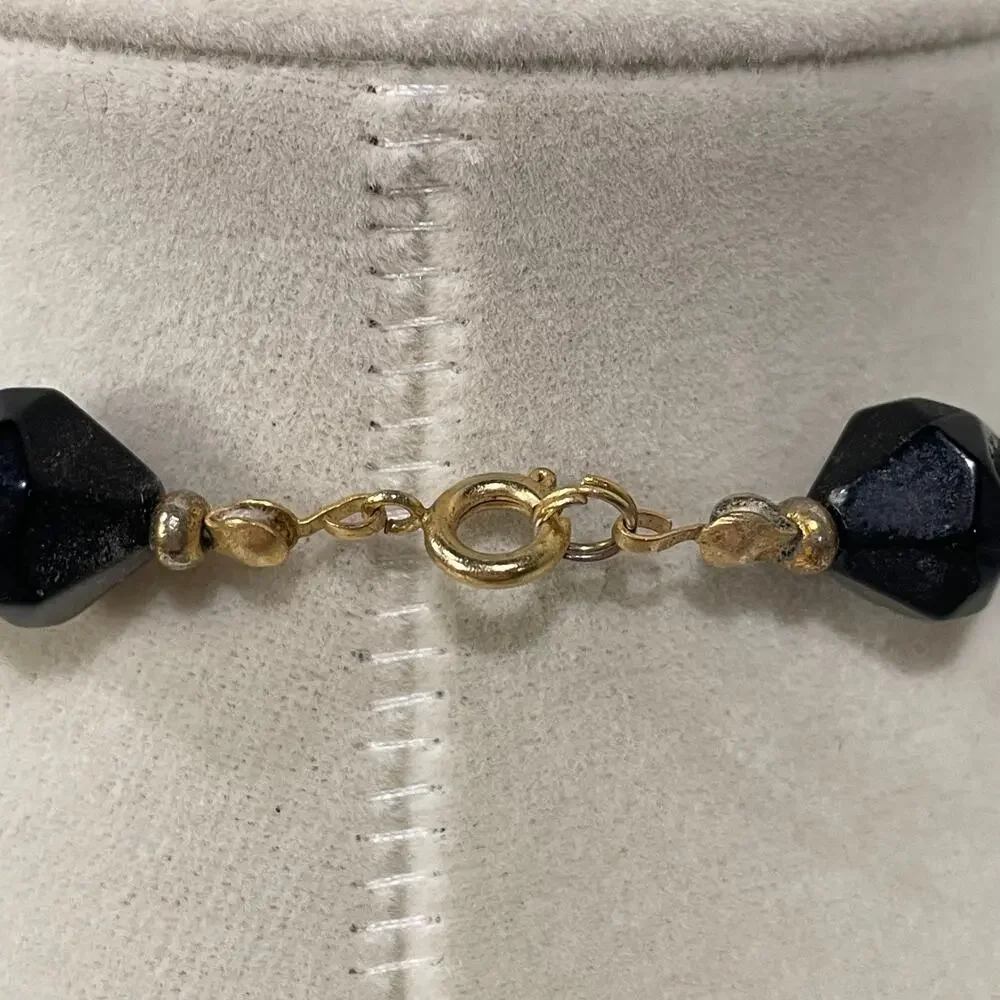 Vintage | Jewelry | Vintage 5s 60s Black Clear Lucite Beads Long Single ...